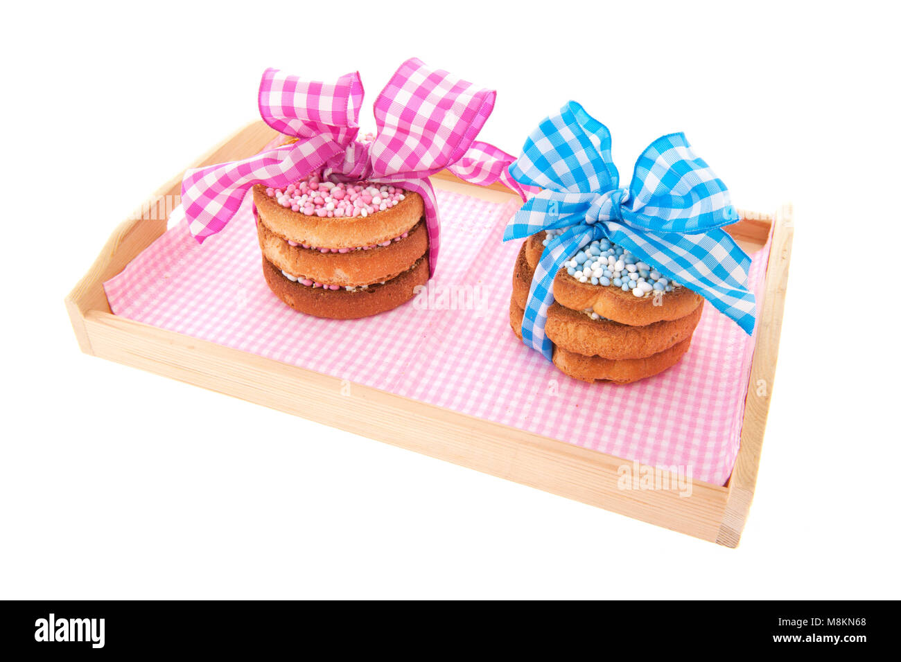 Dutch tradition, biscuits with pink or blue mice by child birth Stock ...