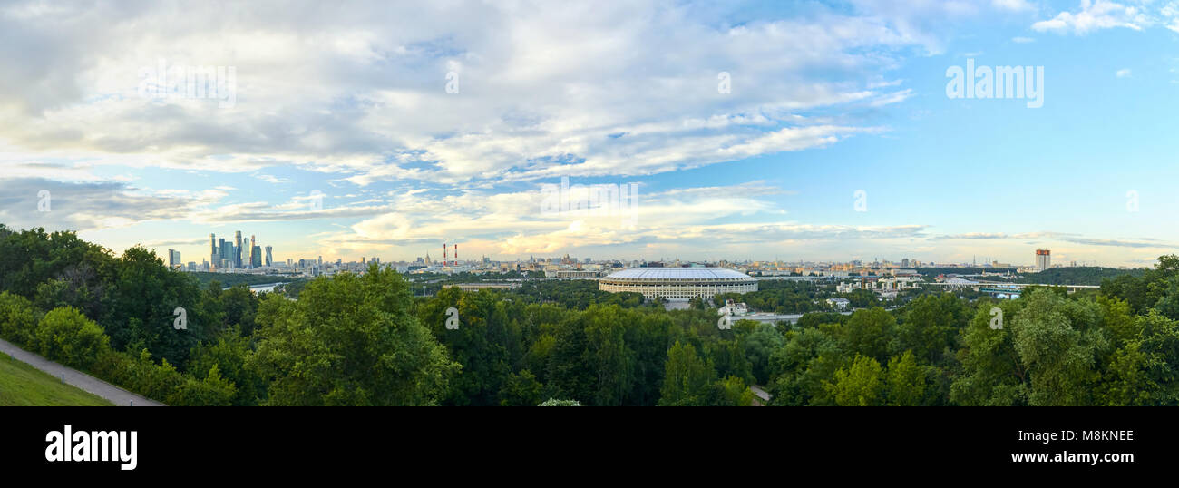 Panoramic city landscape at sunset Stock Photo - Alamy