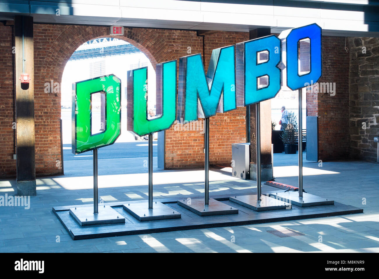 The Dumbo sign on display in the East River lobby of 55 Water Street in ...
