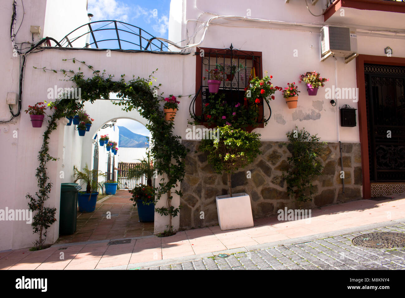 Typical Andalusian Street In Estepona High Resolution Stock Photography ...