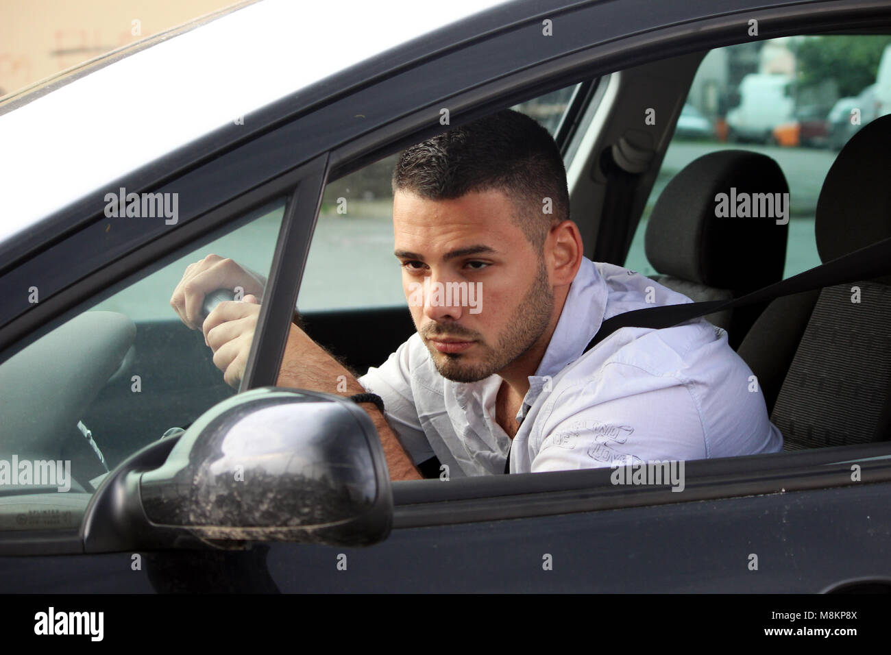 sleepy men driving Stock Photo - Alamy