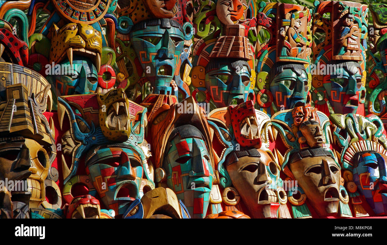Beautiful wood face mask sold at Chichen Itza in the Yucatan jungle ...