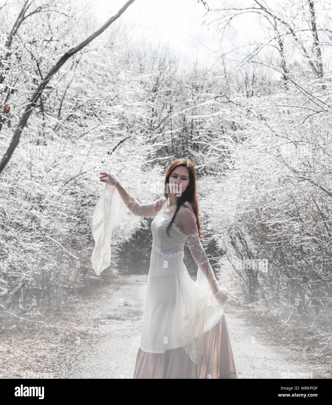 Girl Outside in the Ice Stock Photo - Alamy