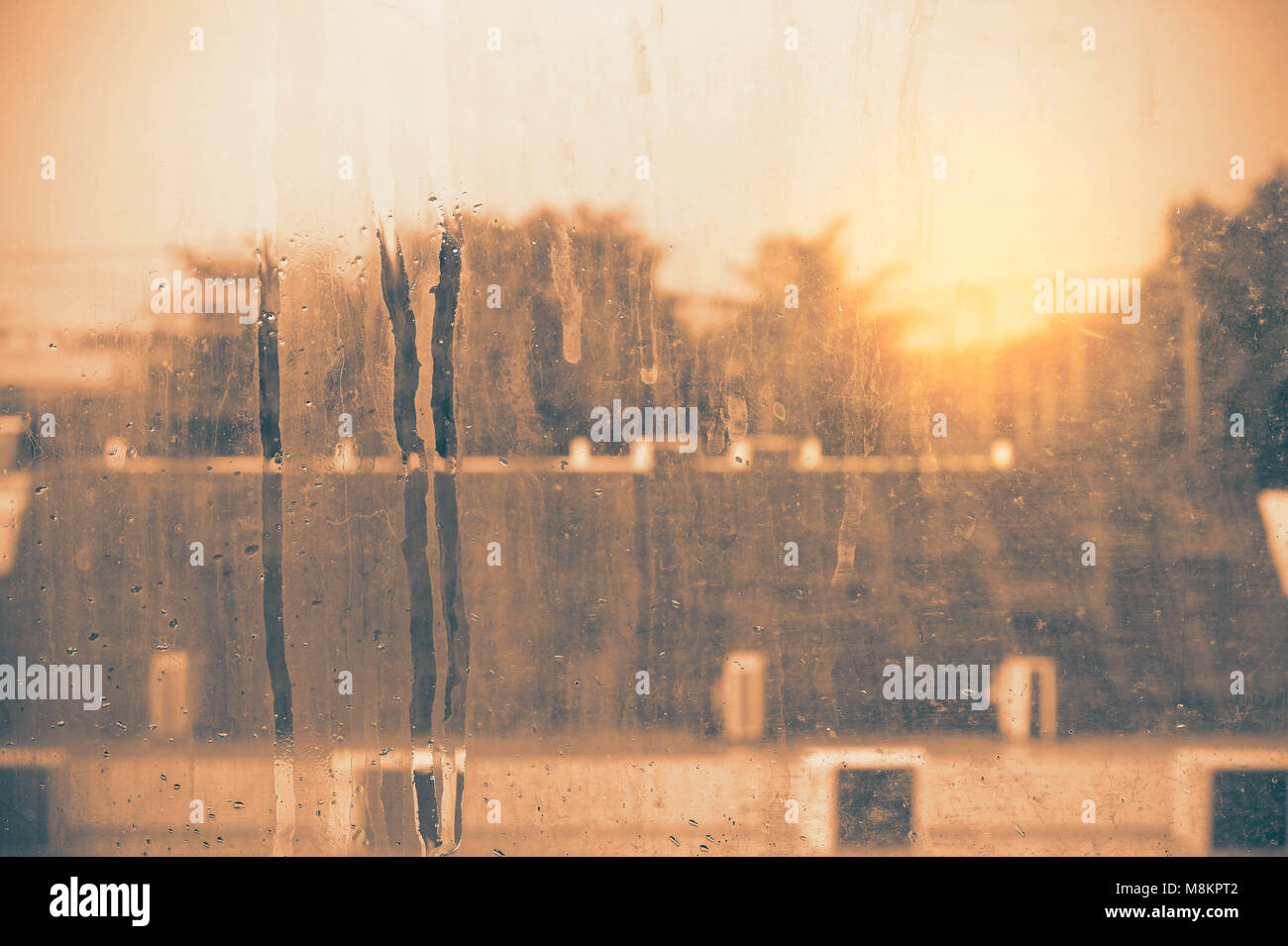 Window glass with stains of dirty water and dust Stock Photo - Alamy