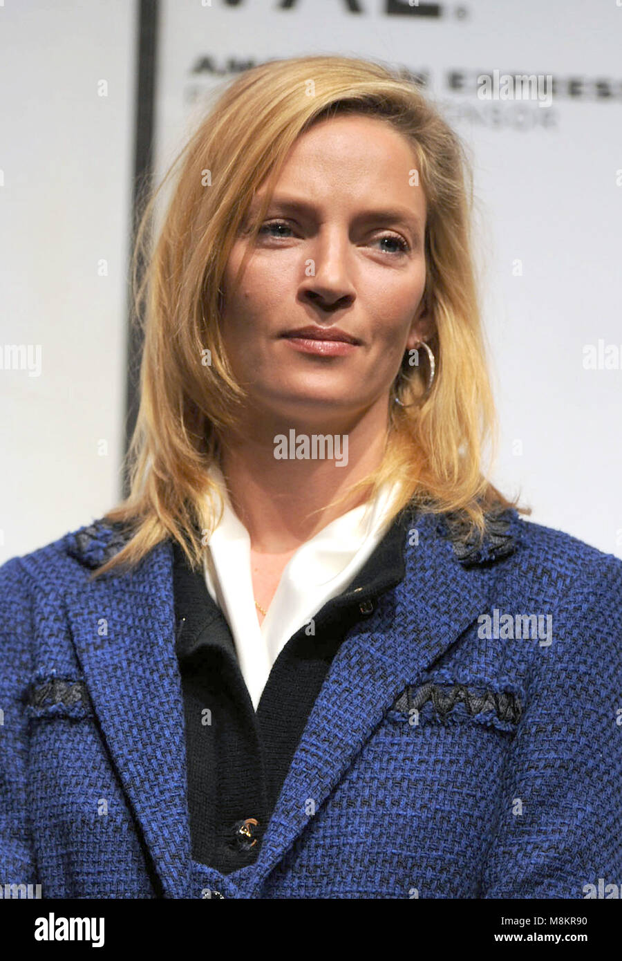Uma Thurman at the 2009 Tribeca Film Festival opening press conference ...