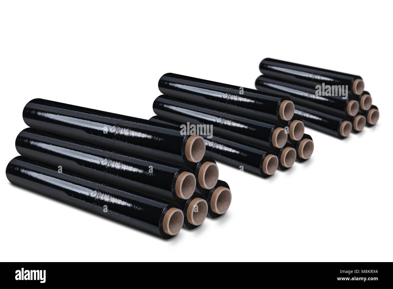 Black stretch film foil at white background, isolated Stock Photo - Alamy