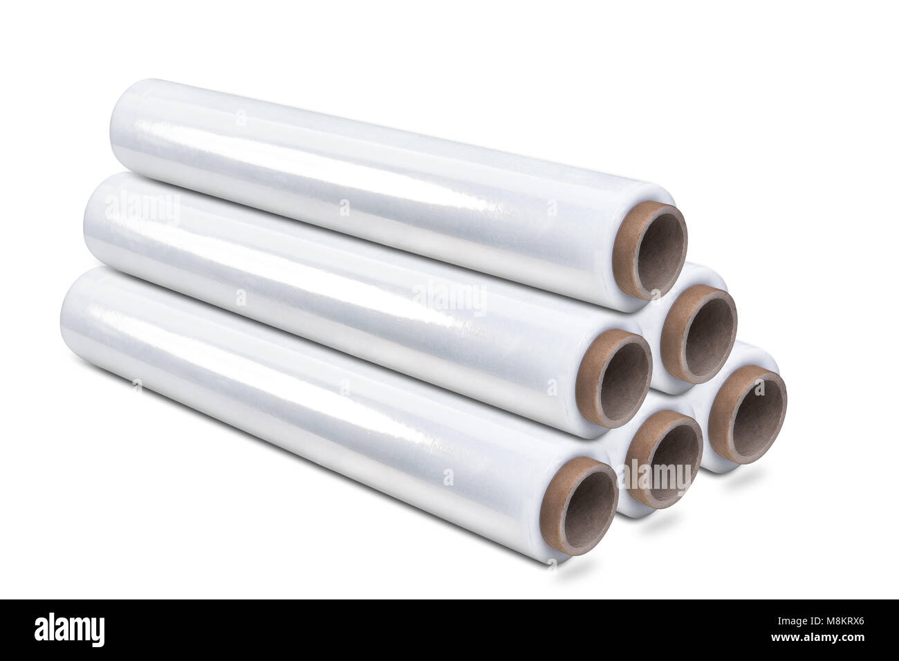 White stretch film foil at white background, isolated Stock Photo - Alamy