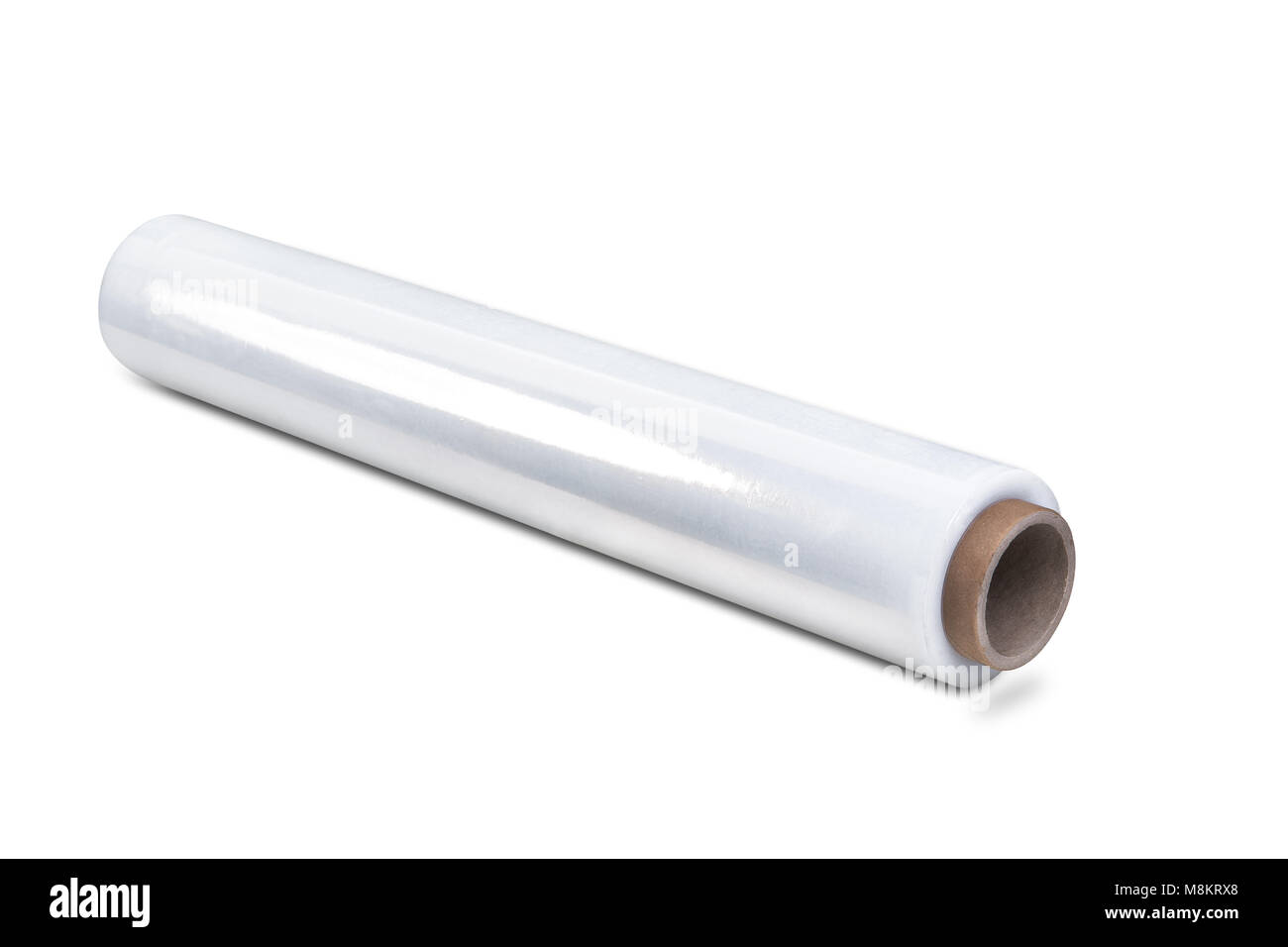 White stretch film foil at white background, isolated Stock Photo - Alamy