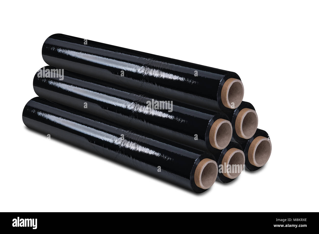 Black stretch film foil at white background, isolated Stock Photo - Alamy