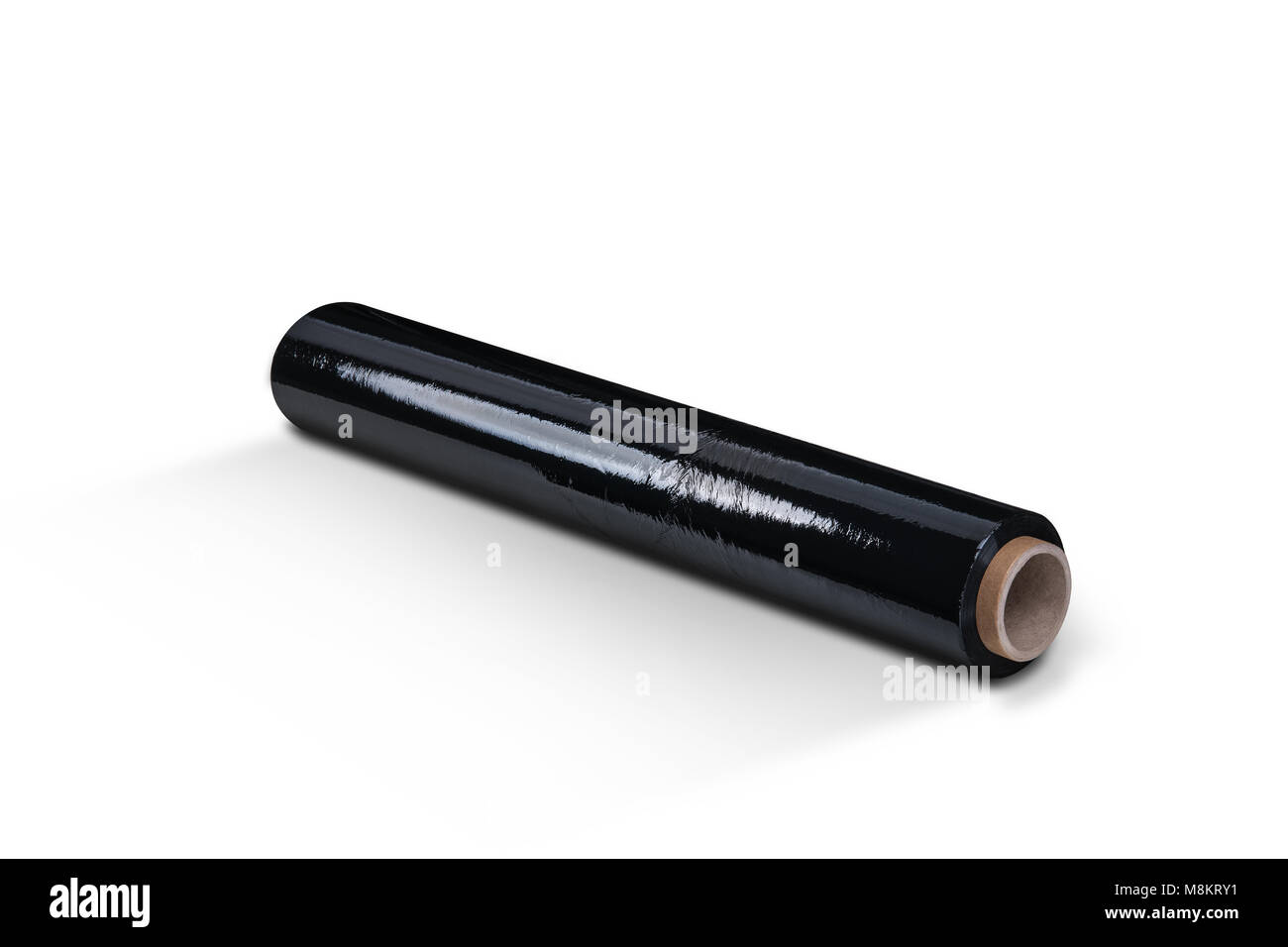 Black stretch film foil at white background, isolated Stock Photo - Alamy