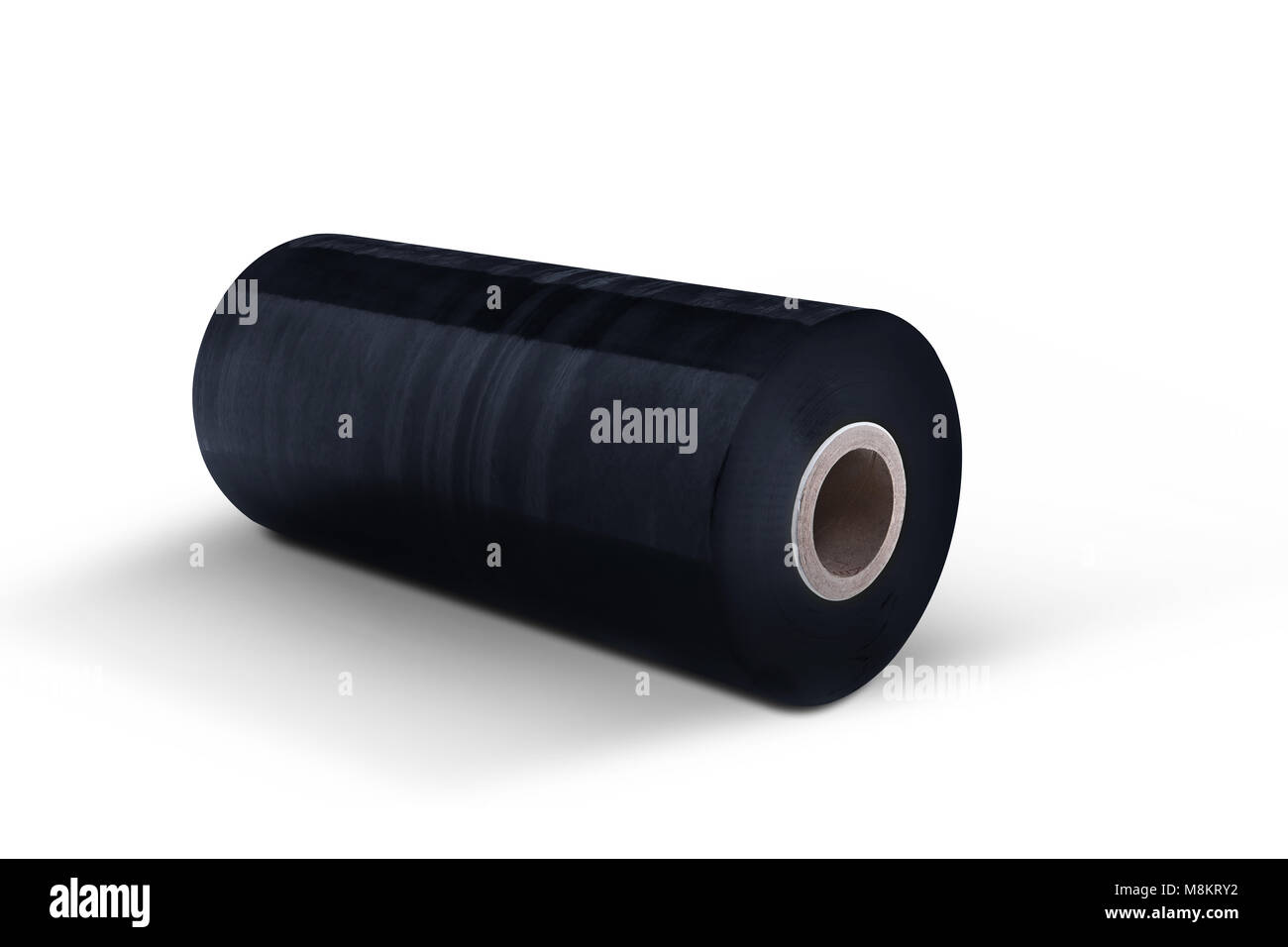 Black stretch film foil at white background, isolated Stock Photo - Alamy