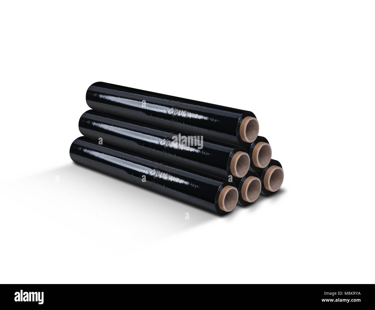 Black stretch film foil at white background, isolated Stock Photo - Alamy