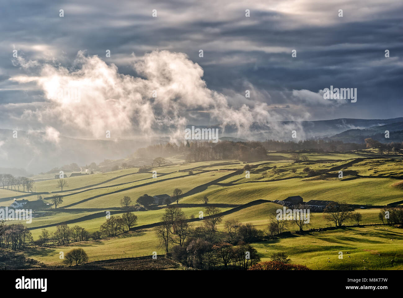 Misty rolling Countryside near Staveley Stock Photo - Alamy