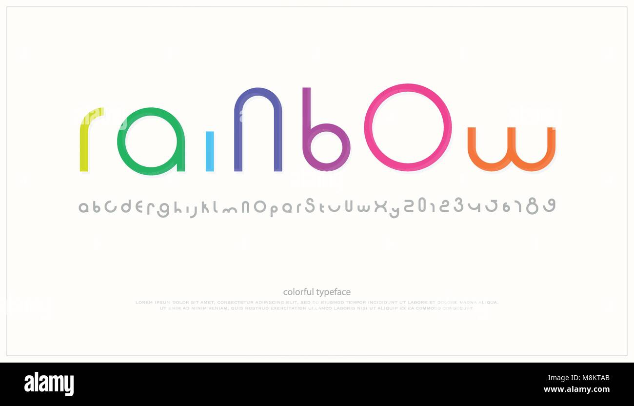 round style alphabet letters and numbers. vector, minimalistic font ...