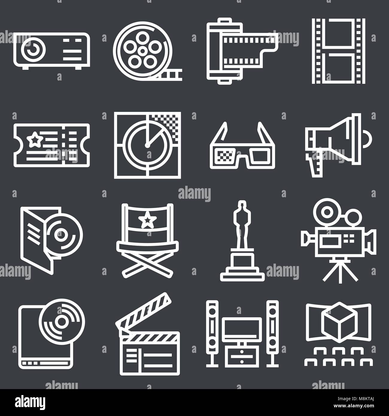 Set of line cinema icon. Vector illustration Stock Vector Image & Art ...