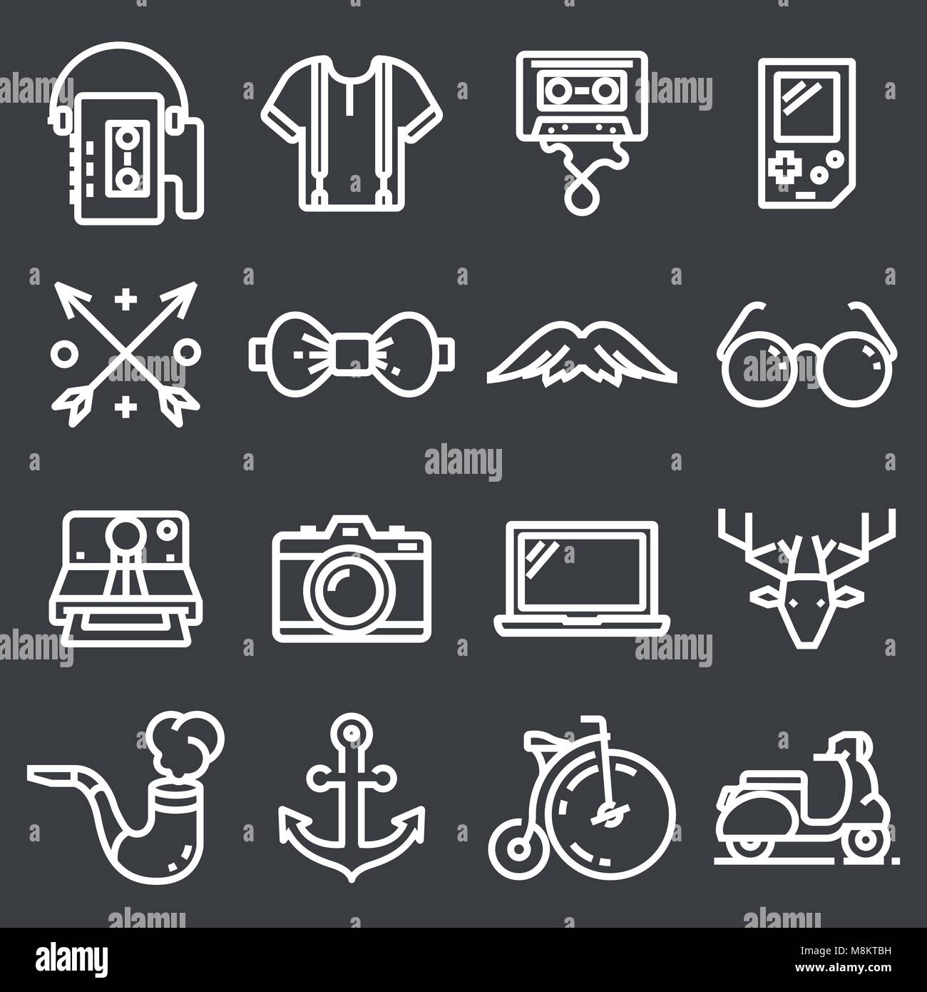 Vector line hipster icons set Stock Vector Image & Art - Alamy