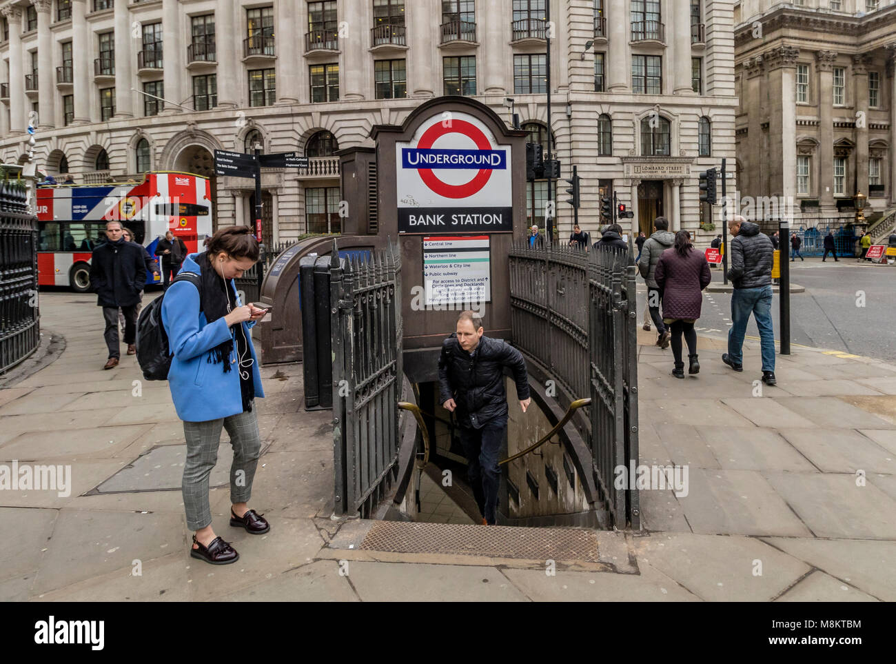 People outside Bank underground station entrance in The City Of London ...