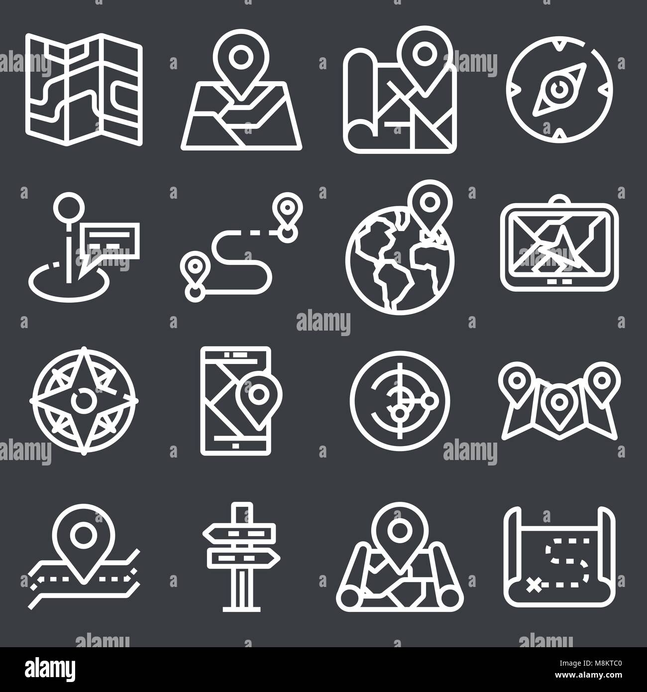 Street map with gps icons hi-res stock photography and images - Alamy