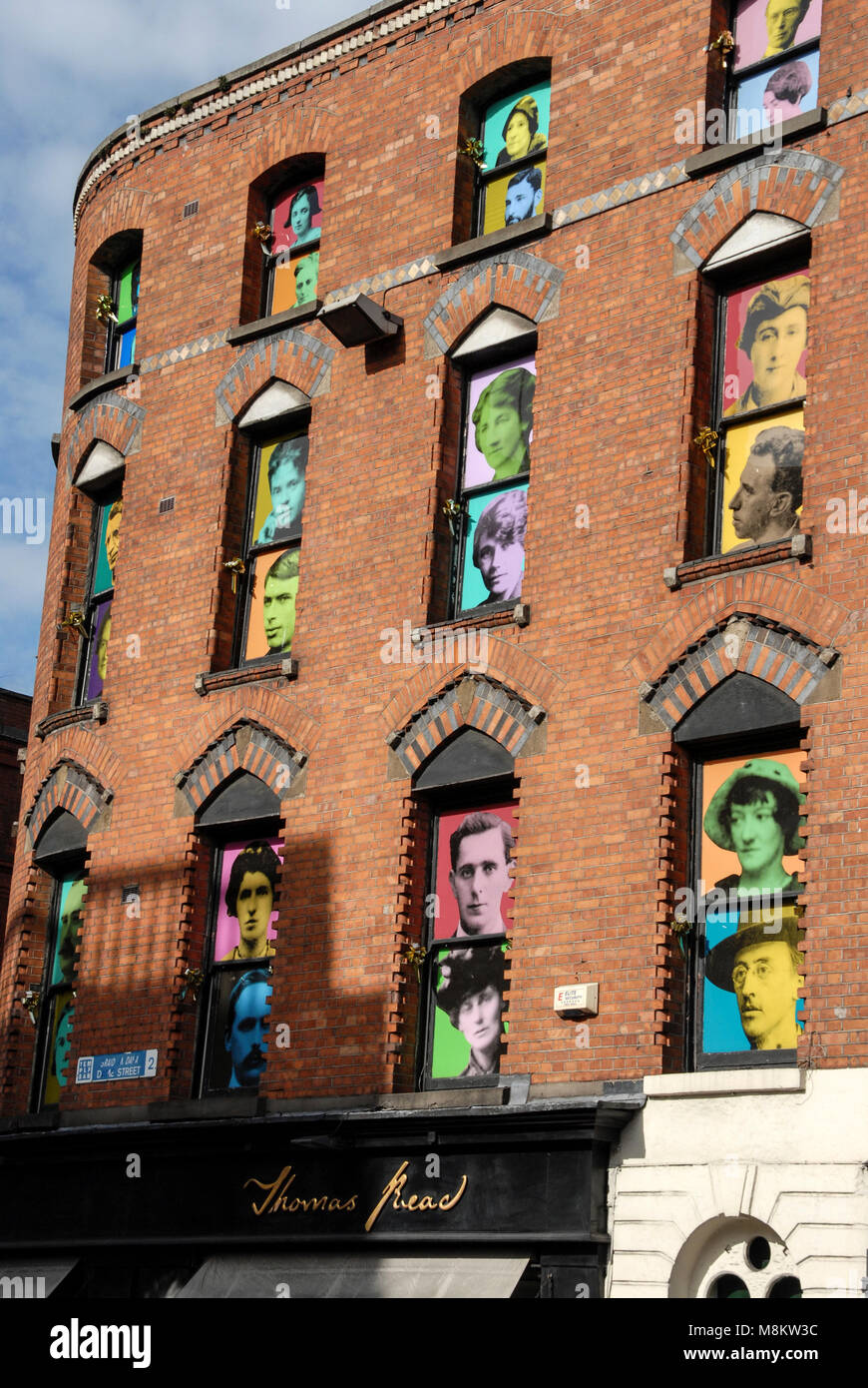 Portraits of members of the 1916 Irish Citizens Army in the windows of ...