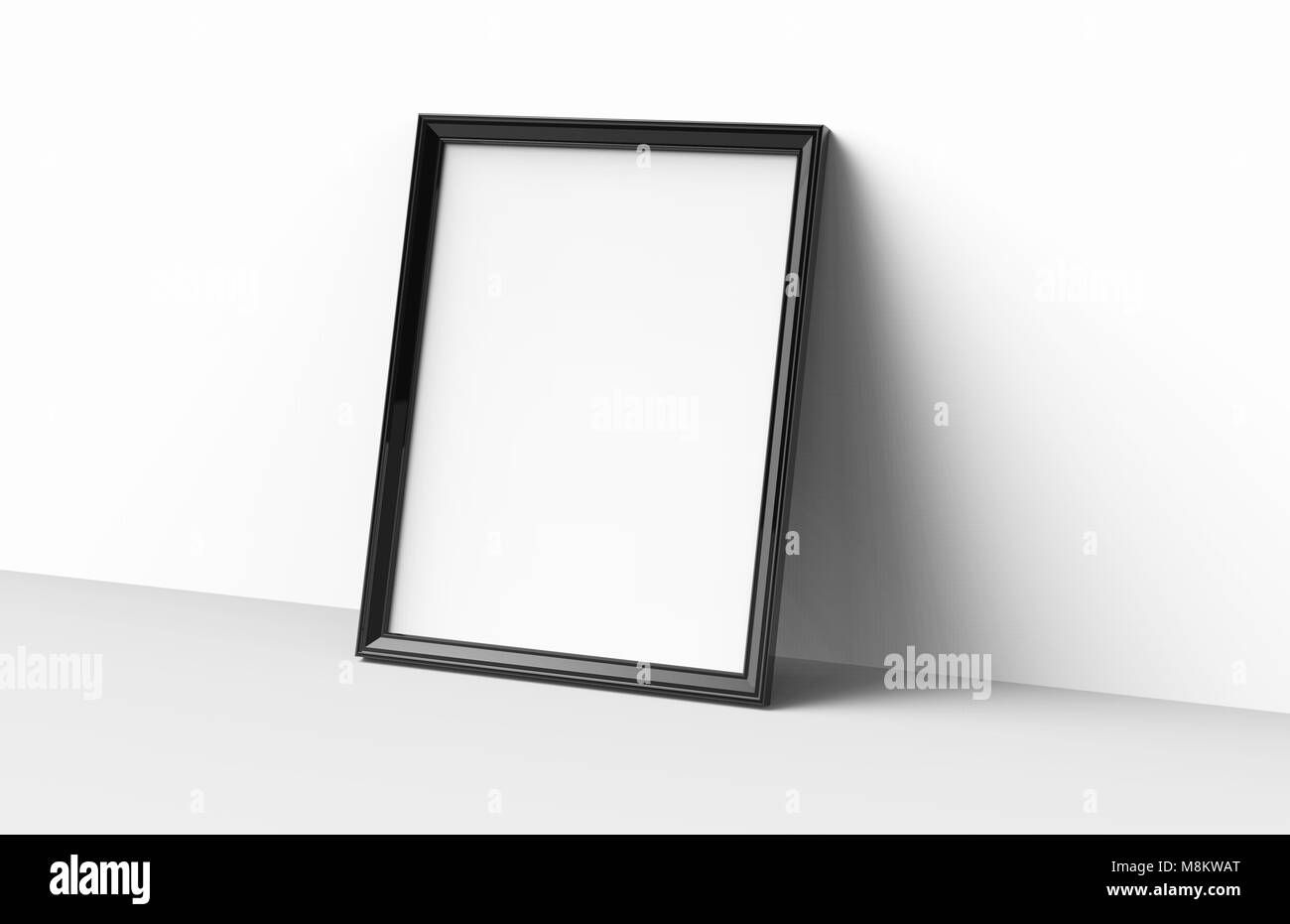 Blank picture frame mockup, 3d render black frame with empty space for ...