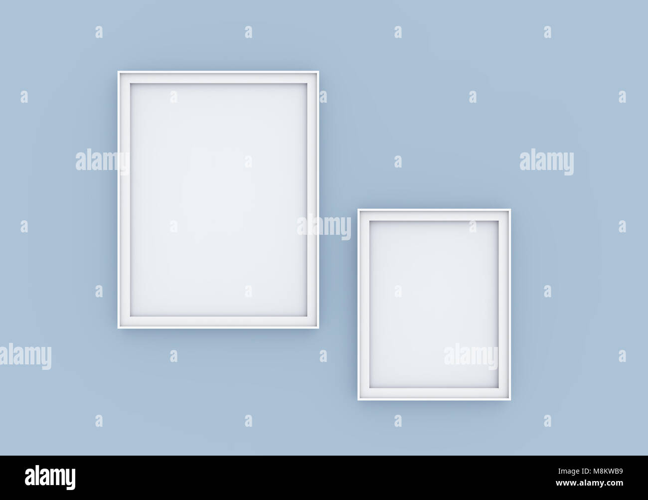 Blank picture frame mockup, 3d render frames set on wall with empty ...