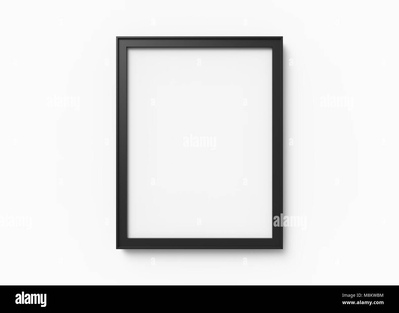 Blank picture frame mockup, 3d render black frame on wall with empty ...