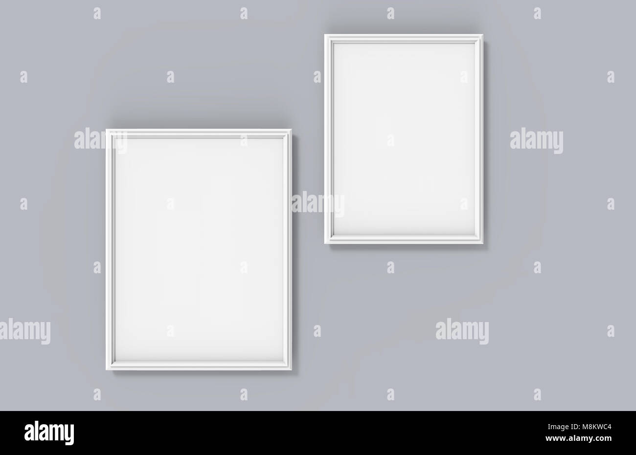 Blank picture frame mockup, 3d render frames set on wall with empty ...
