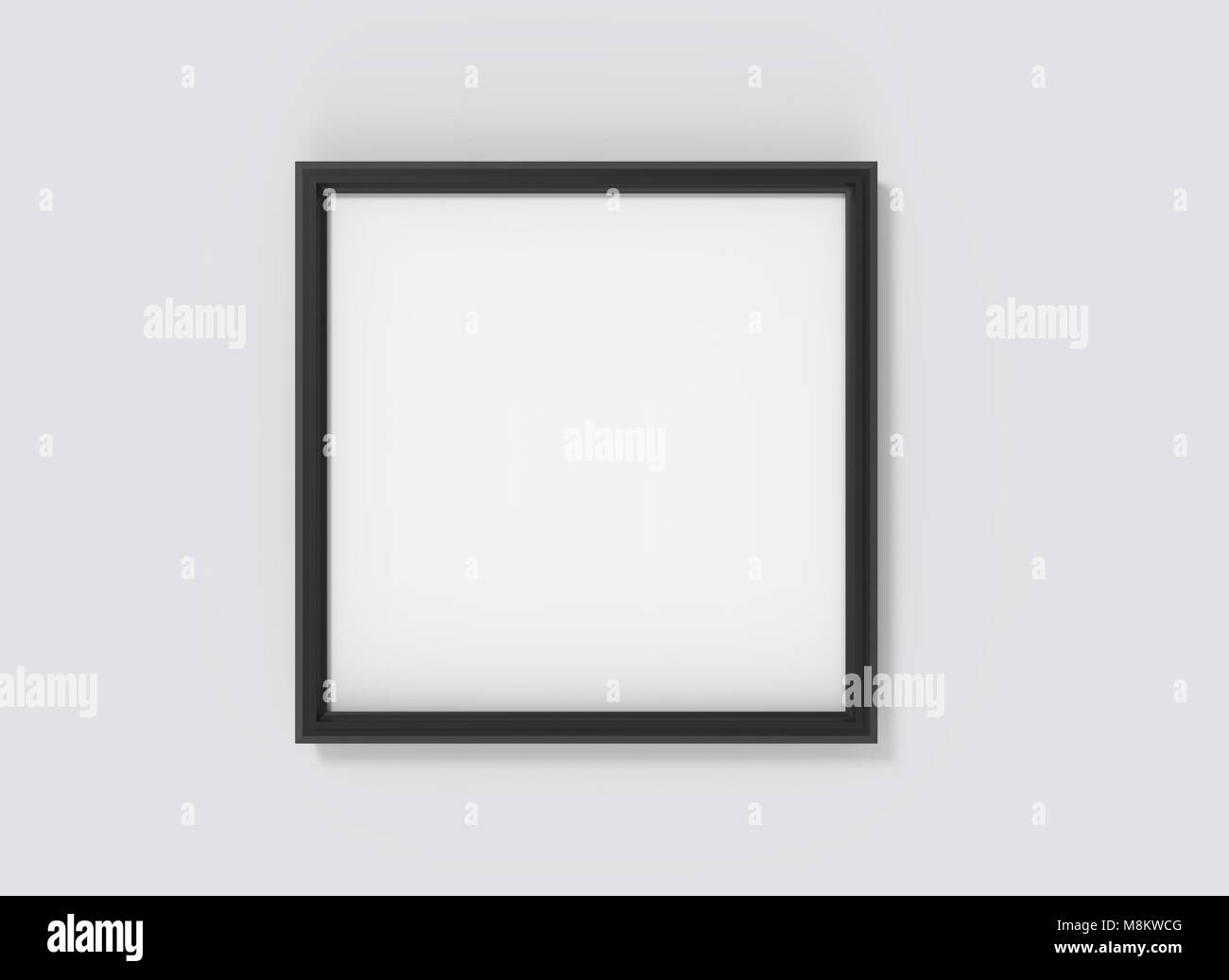 Blank picture frame mockup, 3d render black frame on wall with empty ...