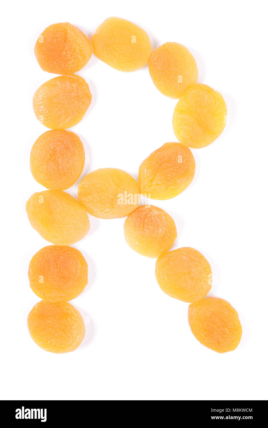 letter for making up the word dried apricot. In high resolution ...