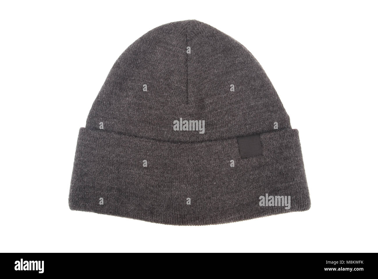 Grey woolen hat isolated on white background Stock Photo - Alamy