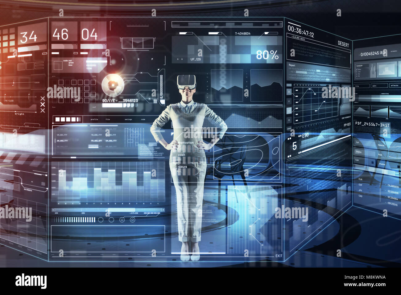 Cheerful programmer exploring virtual realities Stock Photo - Alamy Cheerful programmer exploring virtual realities Stock Photo - Alamy