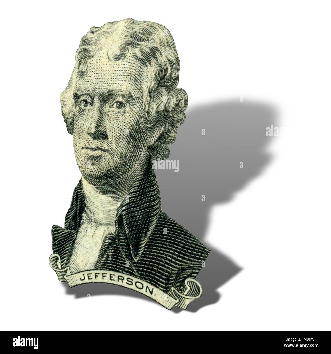Portrait of former U.S. president Thomas Jefferson as he looks on two ...