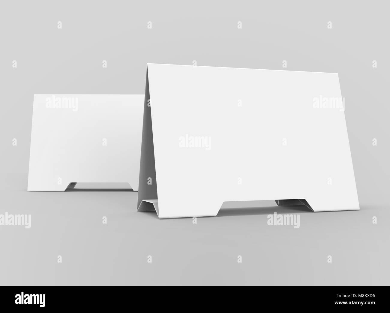 Blank table tent, 3d render table card set mockup for design uses ...