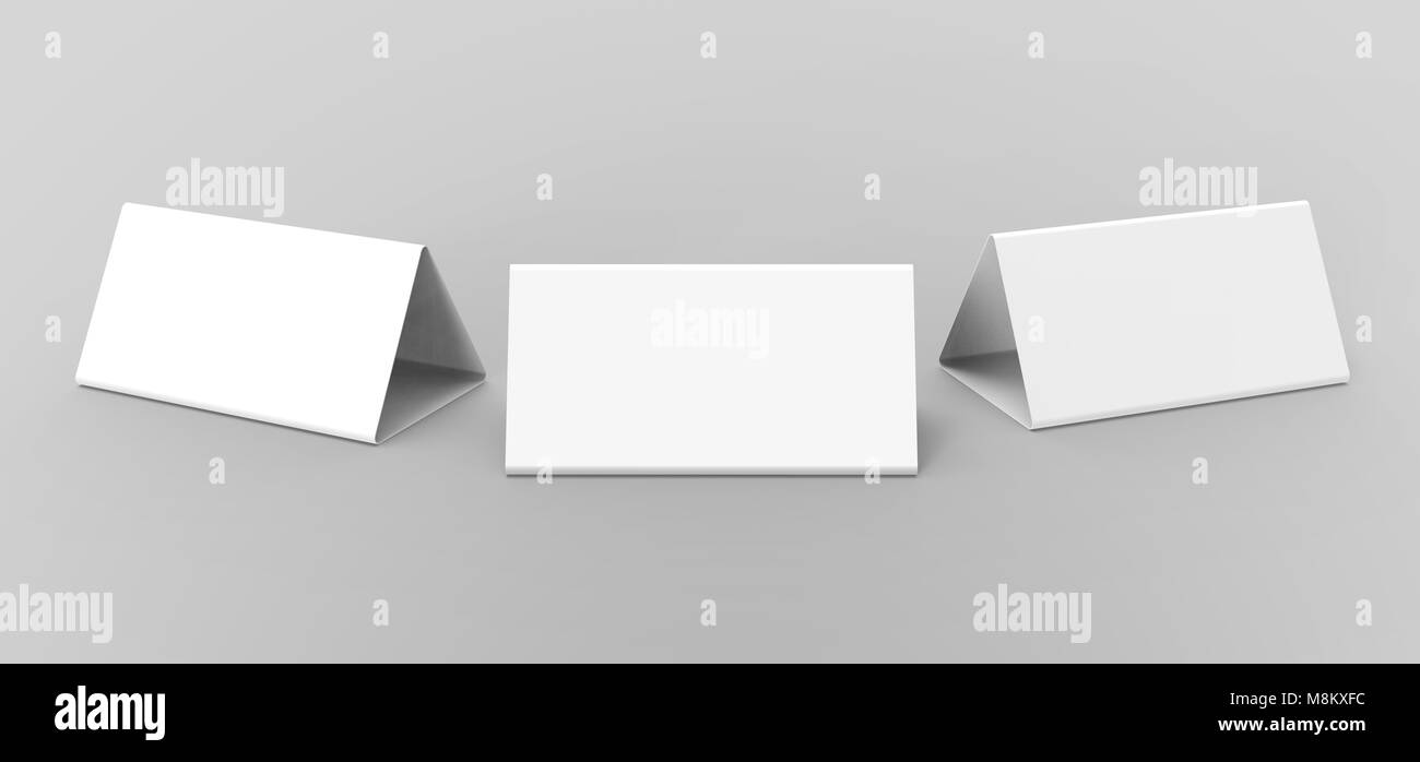 Blank table tent, 3d render table card set mockup for design uses ...