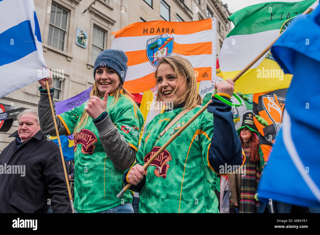 Flags of the counties/regions of Ireland lead the London St Patrick's ...