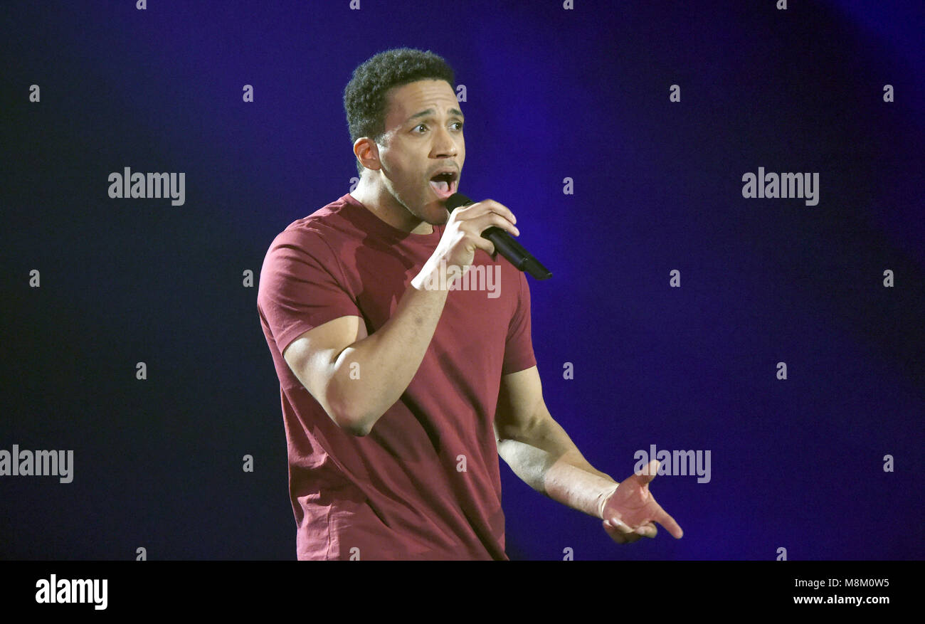Munich, Germany. 17th Mar, 2018. Singer Cesar Sampson, who is ...