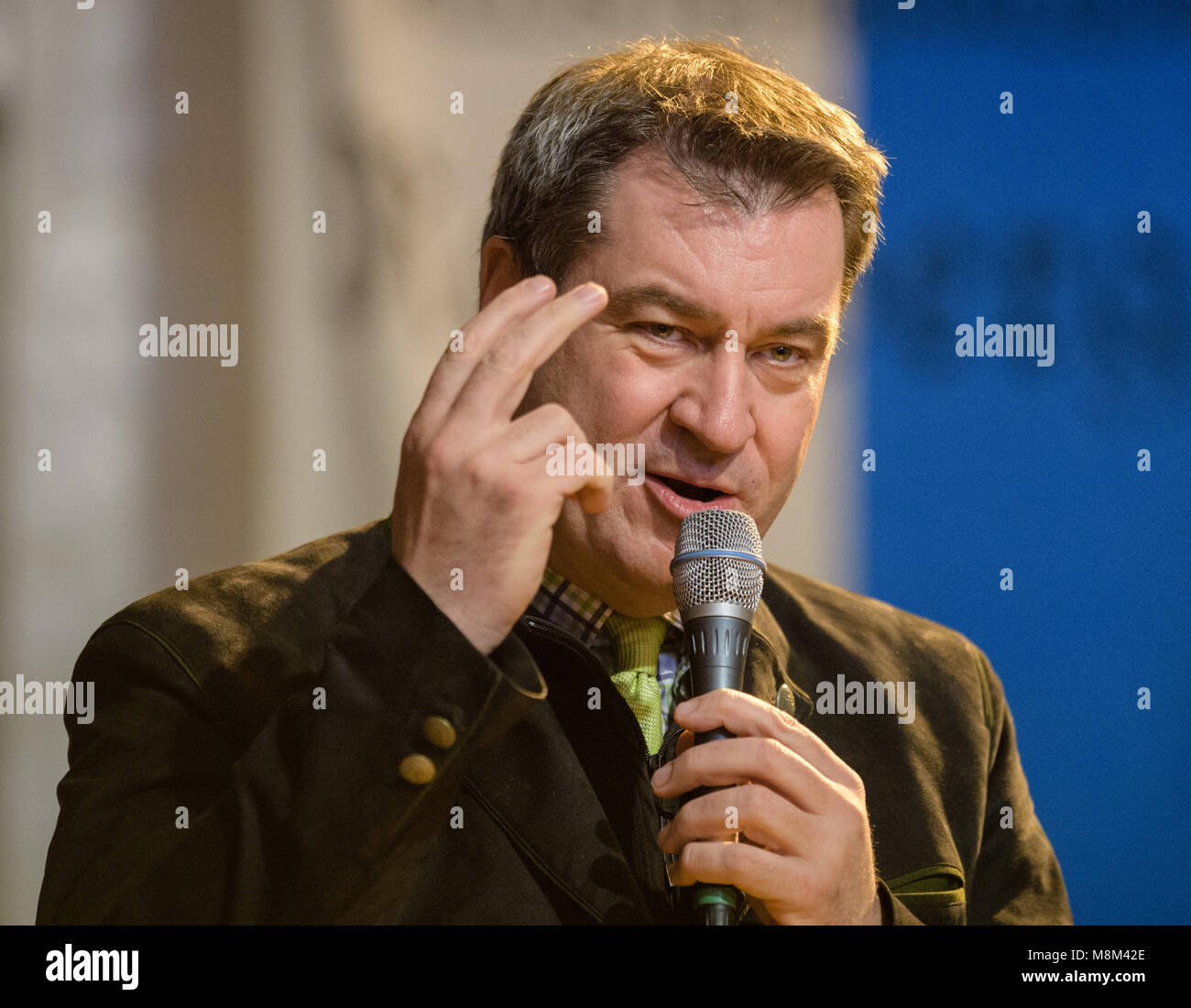 18 March 2018, Germany, Sachsenkam: Bavaria's premier Markus Soeder of ...