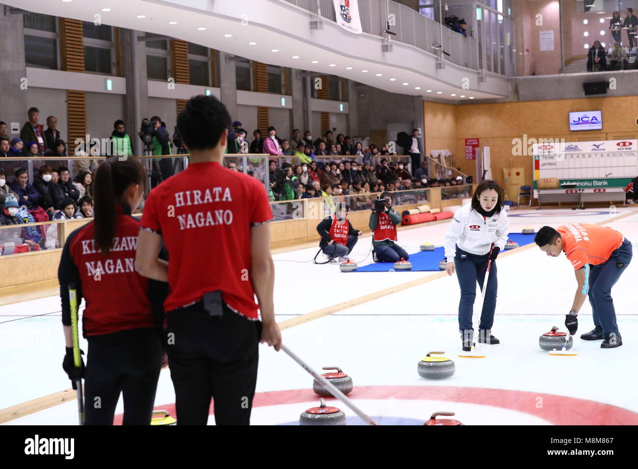 Michigin Dream Stadium Curling Hall, Aomori, Japan. 18th Mar, 2018. (L ...