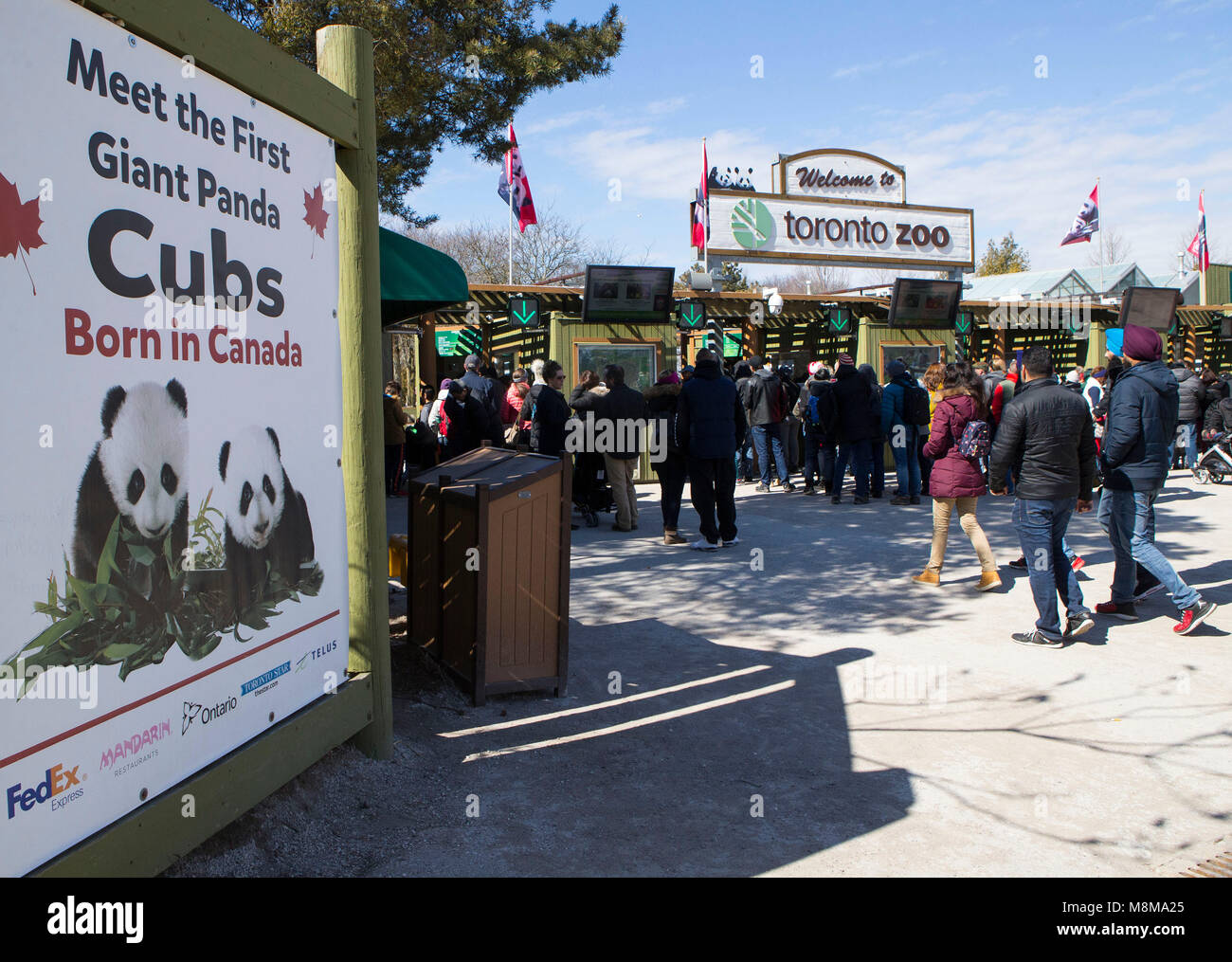 Toronto, Canada. 18th Mar, 2018. Giant pandas' poster is seen in front ...