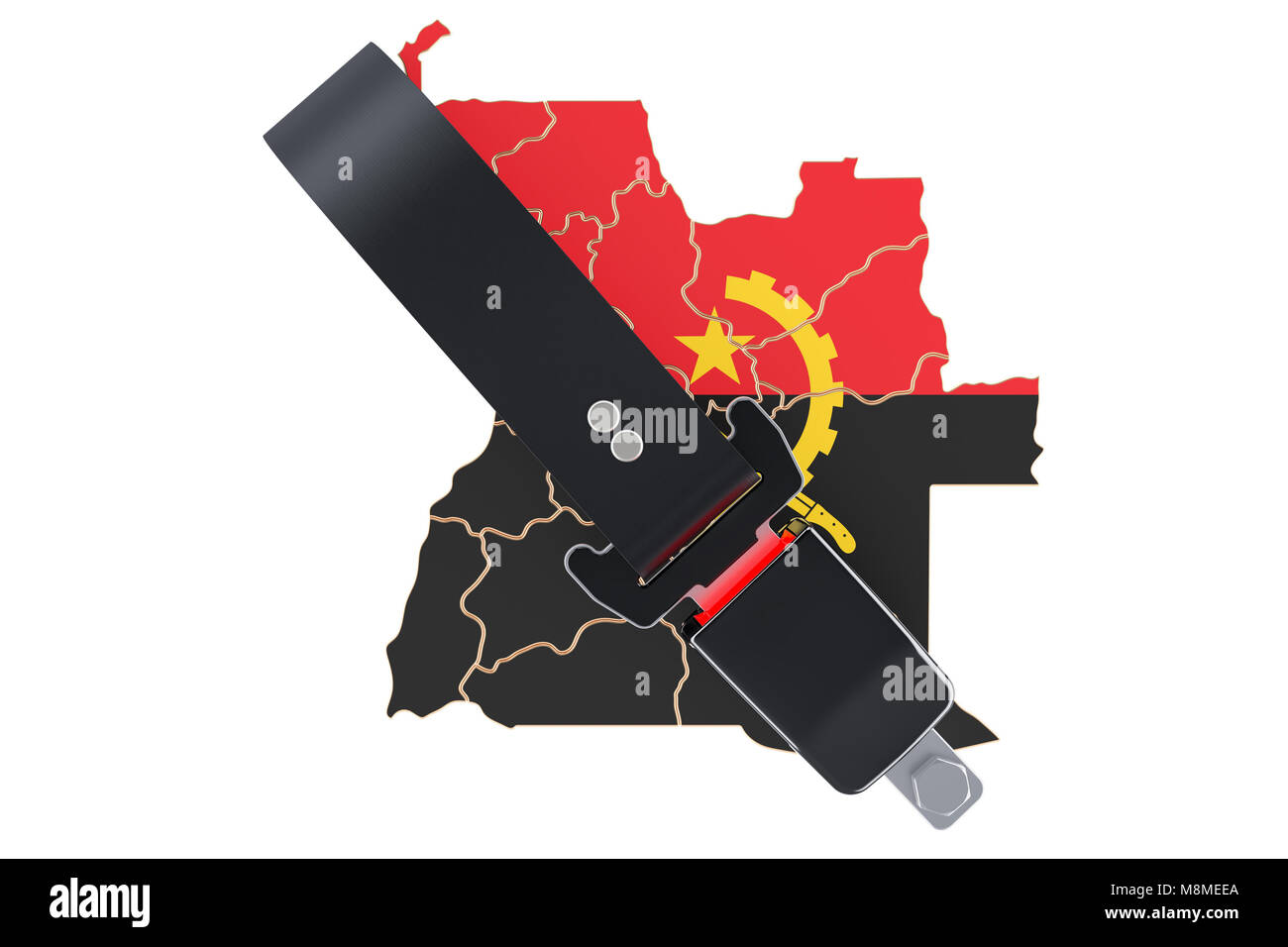 Angolan map with safety belt. Security and protect or insurance concept ...