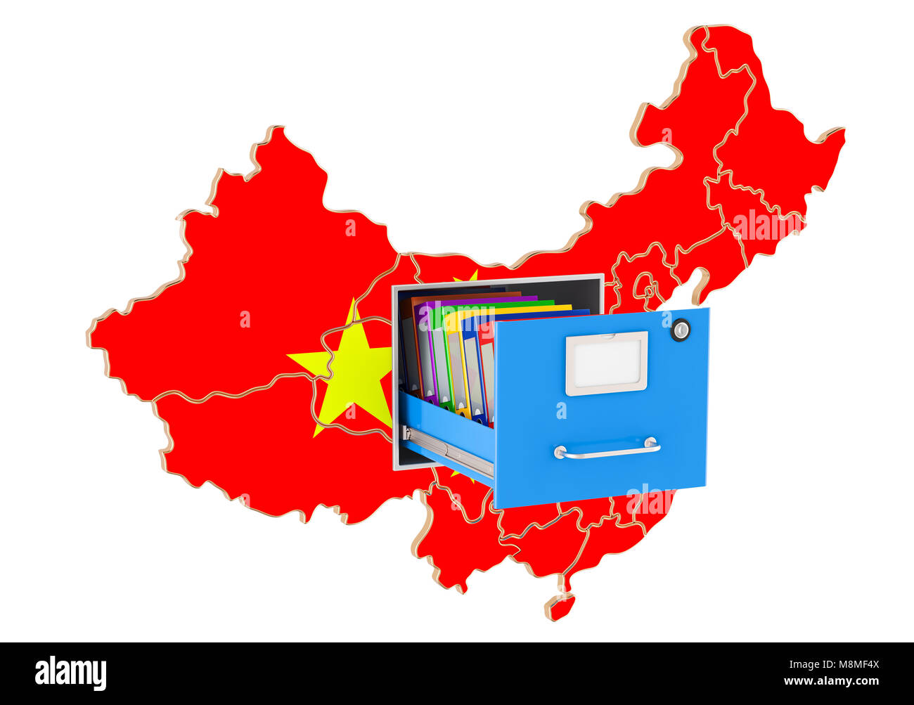 Chinese national database concept, 3D rendering isolated on white ...