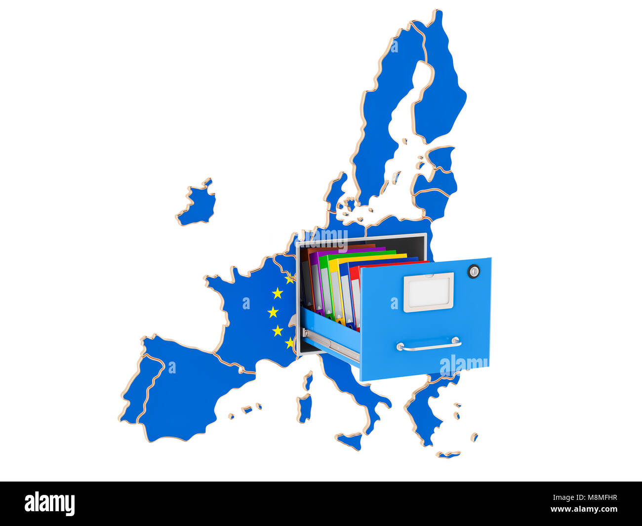 European national database concept, 3D rendering isolated on white ...