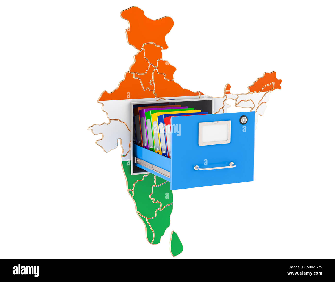 Indian national database concept, 3D rendering isolated on white ...