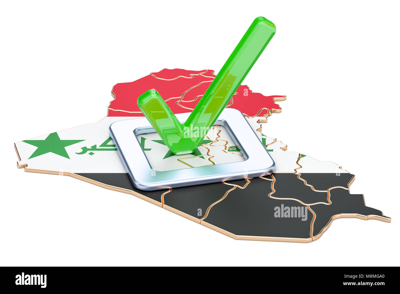 Iraqi election concept, vote in Iraq, 3D rendering isolated on white ...