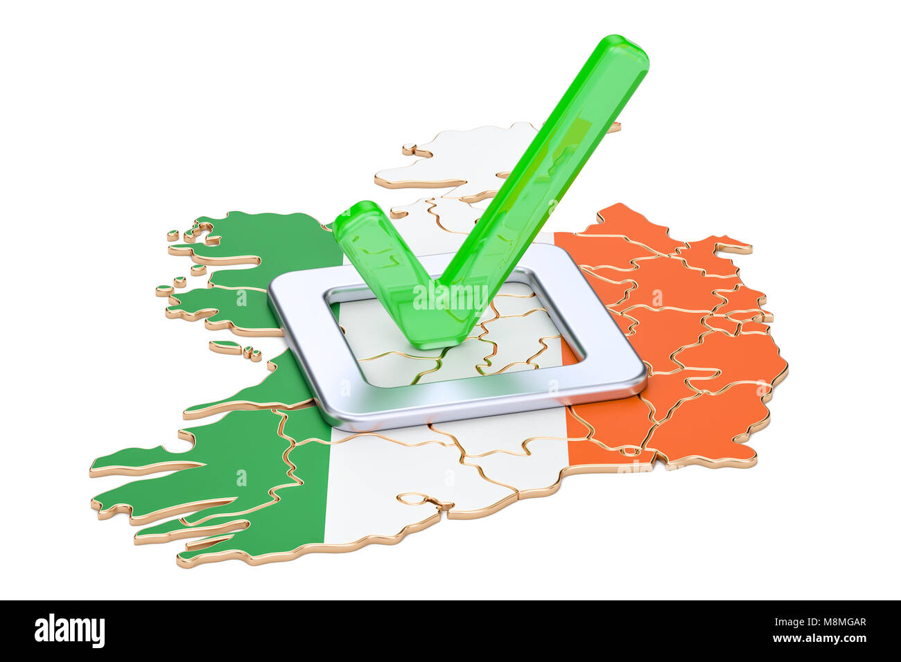 Irish election concept, vote in Ireland, 3D rendering isolated on white ...