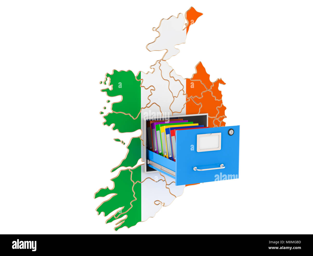 Irish national database concept, 3D rendering isolated on white ...