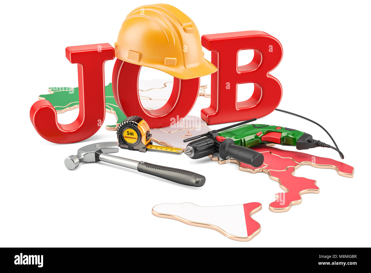 Job Vacancies in Italy concept, 3D rendering isolated on white ...