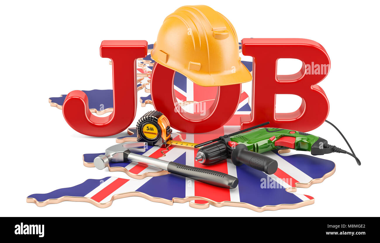 Job Vacancies in the United Kingdom concept, 3D rendering isolated on ...