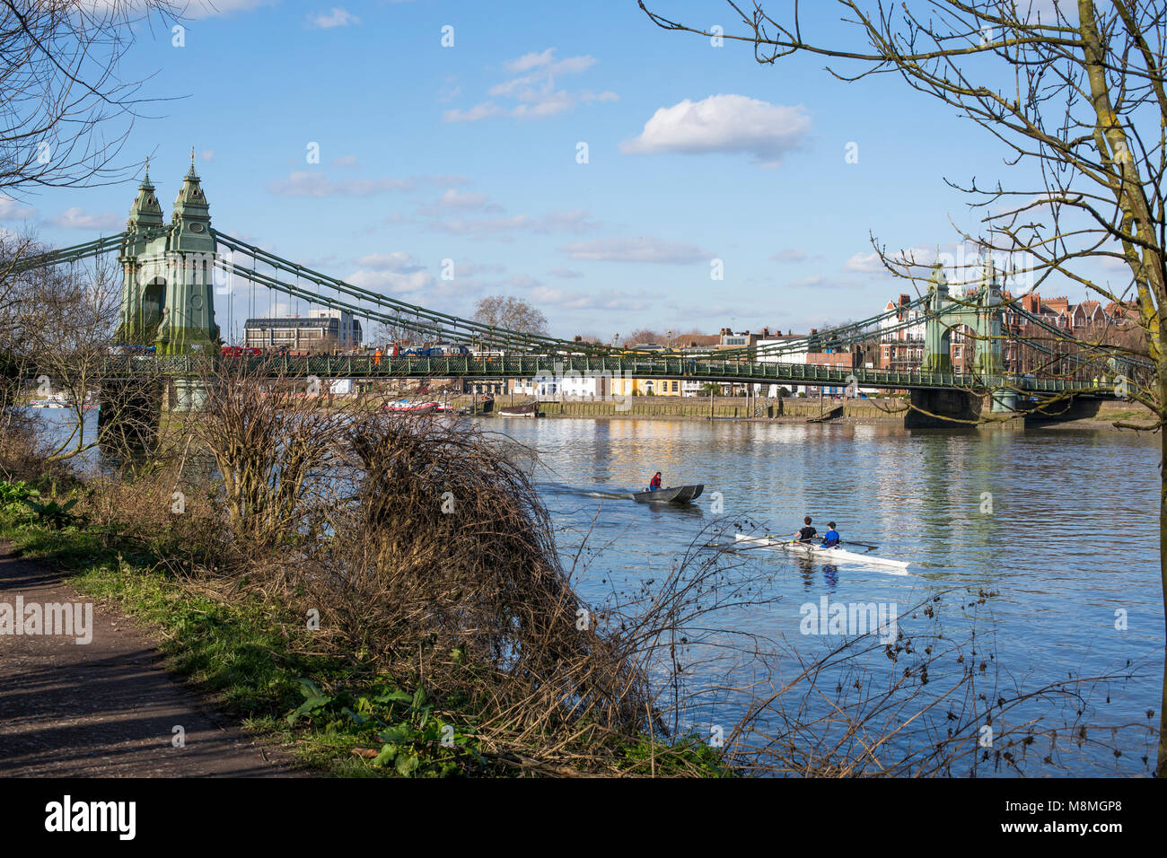Hammersmith Bridge seen from the south riverside Stock Photo - Alamy