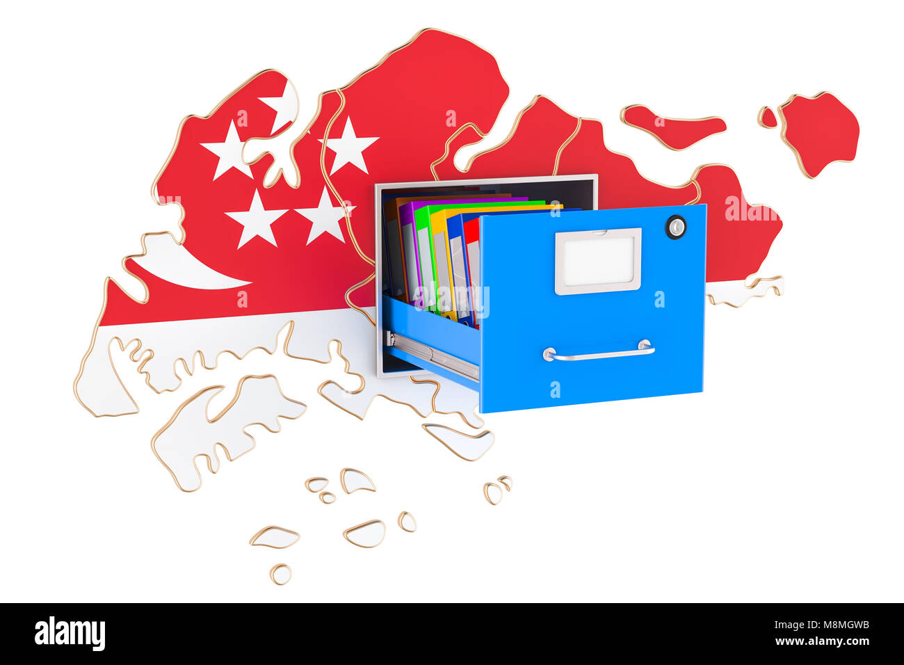 Singapore national database concept, 3D rendering isolated on white ...